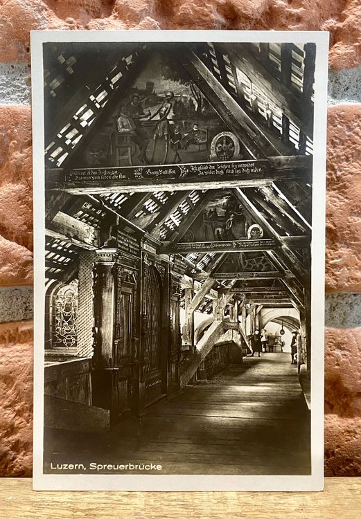 Alte Foto AK Luzern - Spreuerbrücke Innenansicht - Belebt (Gebraucht) in Root für CHF 1 – mit ...