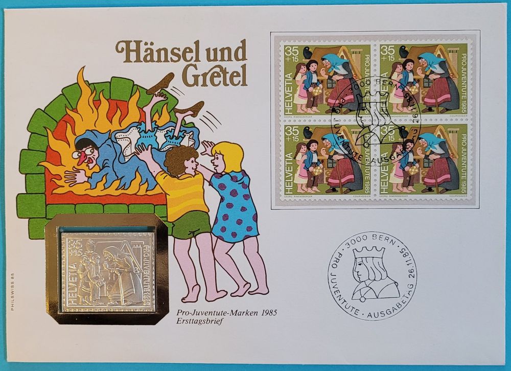 Münzbrief HÄNSEL U. GRETEL Silber-Briefmarke 999/10gr 1985 (Gebraucht) in Oberriet SG für CHF 10 ...
