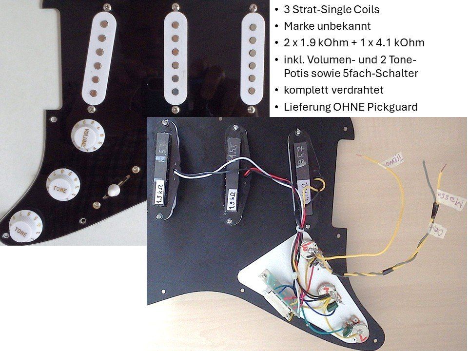 3 Single-Coil Pickups - komplett verkabelt - Set 3 (Gebraucht) in ...