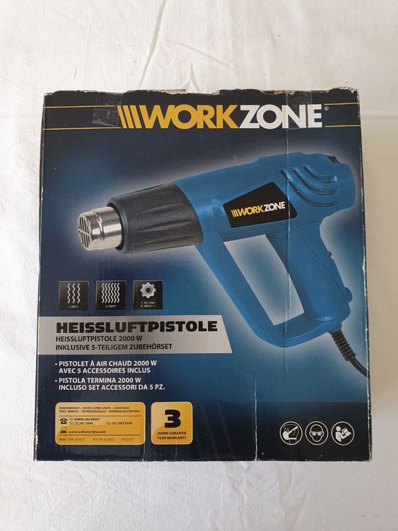 Workzone Heissluftpistole 2000W mit 5 tlg Zubehörset L 1598 | Acheter sur Ricardo