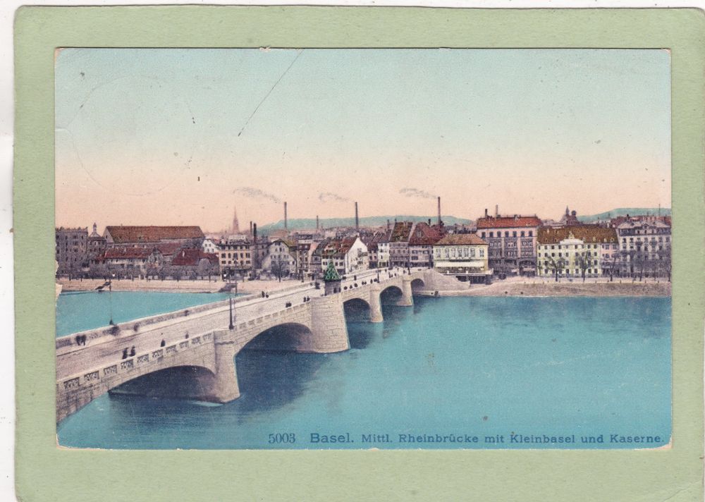 Basel Mittlere Rheinbrücke mit Kleinbasel und Kaserne 1913 (Gebraucht) in Herisau für CHF 1 ...