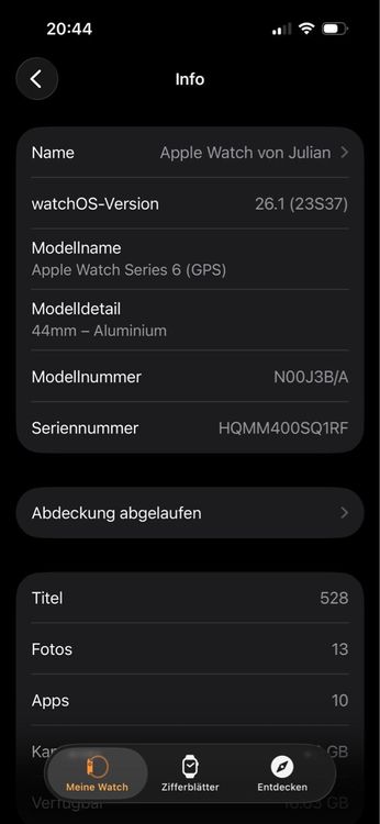 Apple Watch Series 6 blau (GPS) 44mm (Gebraucht) in Forch für CHF 60 ...