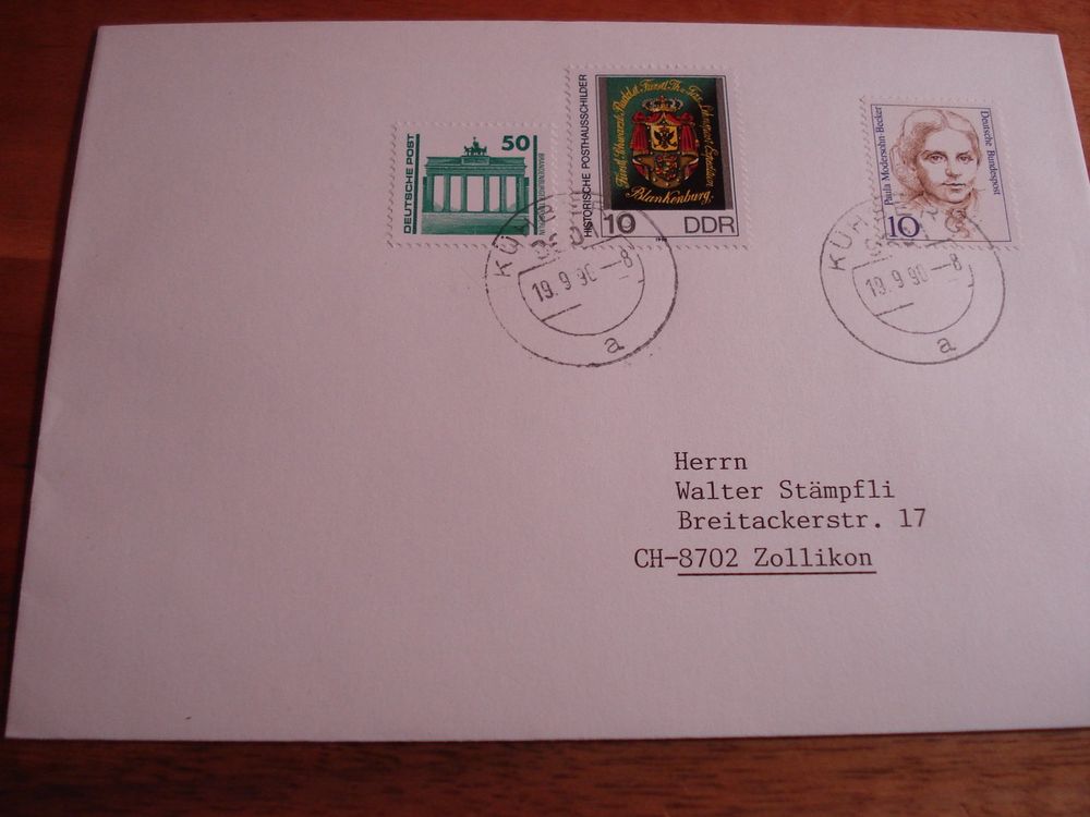 Beleg Mischfrankatur DDR/Deutsche Post/Bundespost, 1990 (Gebraucht) in ...