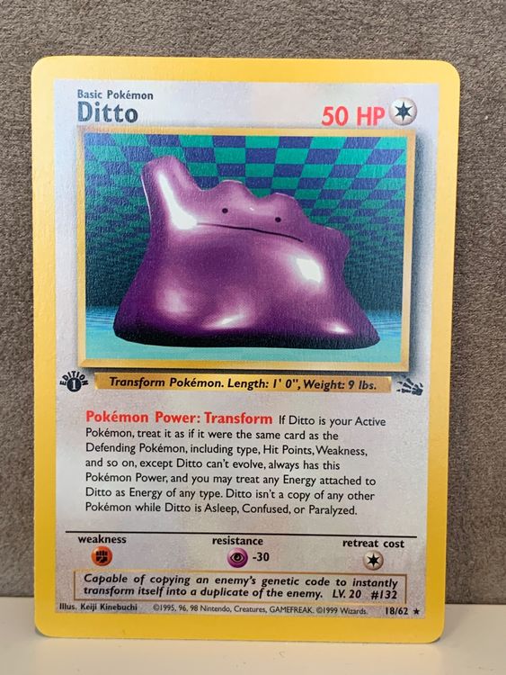 ENG 18/62 *1.Edition Ditto Rare Pokemon Fossil (Gebraucht) in ...