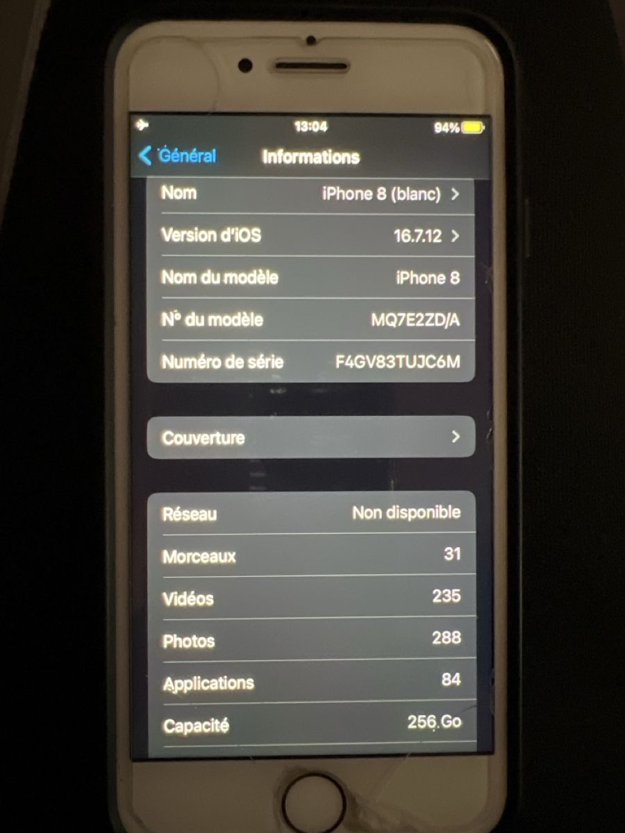 iPhone 8 Blanc 256 Go - bon état général - Batterie 100% (Gebraucht) in ...