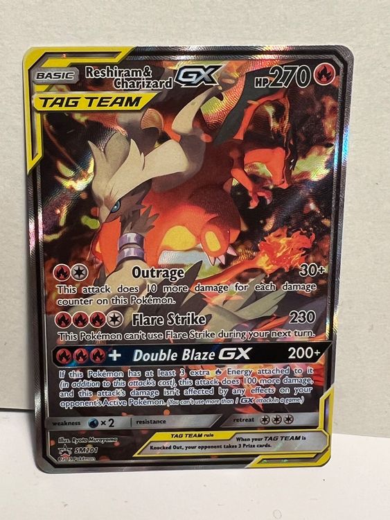 Reshiram Charizard GX Tag Team Pokémon Carte Karte (Gebraucht) in für ...