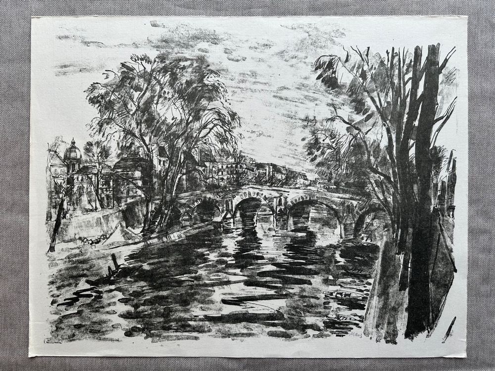 Curt Manz Lithographie, le pont Marie Paris, signiert (Gebraucht) in ...