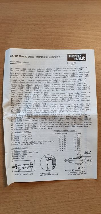 Modellmotor Saito FA-30 Four Stroke Cycle Glow Engine | Kaufen auf Ricardo