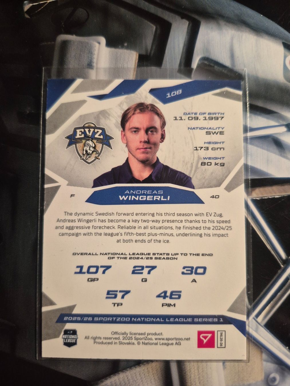Andreas Wingerli EV Zug 2026/26 Sportzoo 19/30 (Gebraucht) in Treiten ...