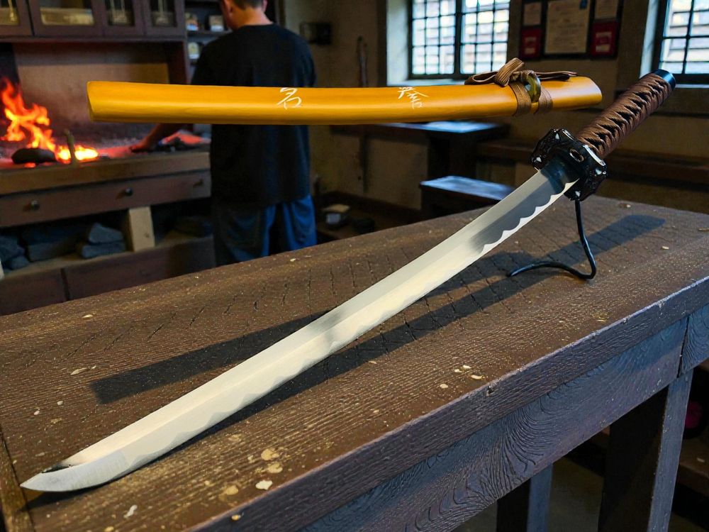 Katana Schwert mit Scheide 78cm Beige-Kadmiumgelb L NEU (Neu und ...