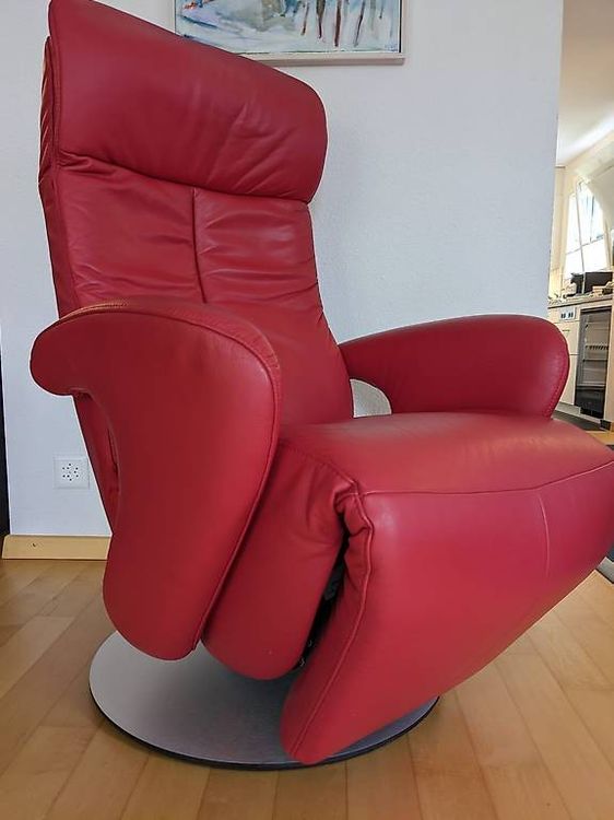 Roter Leder Hukla Liege Sessel, verstellbar (Gebraucht) in Kloten für CHF 63 – nur Abholung auf ...