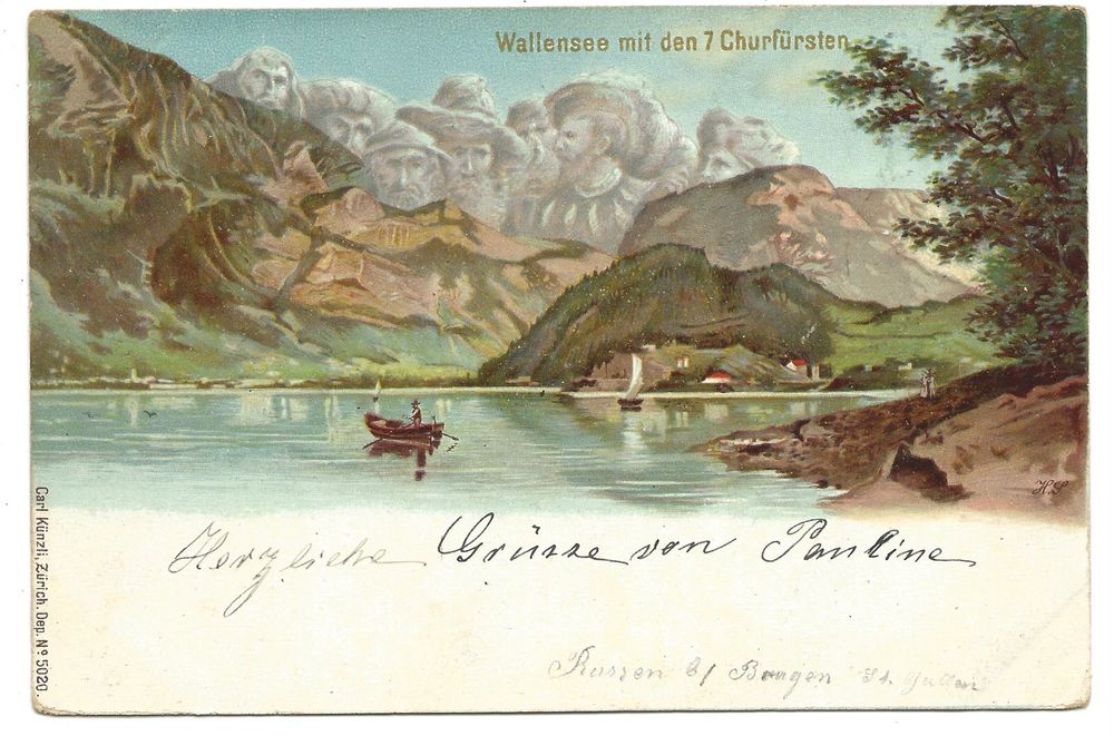 Berggesicht - Walensee mit 7 Churfirsten - uralte Litho 1899 (Gebraucht) in Engelburg für CHF 14 ...