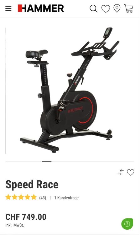 Hometrainer Rad (Neu (gemäss Beschreibung)) in Zürich für CHF 250 – nur ...