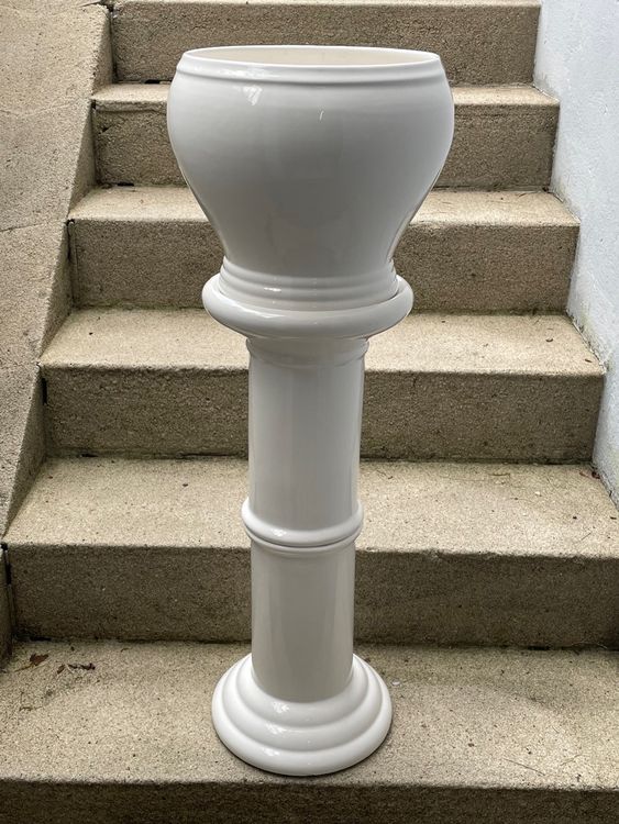 Standsäule mit Keramik Pflanzentopf weiss (Gebraucht) in Winterthur für ...