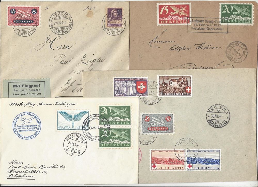 4 Flugpost Briefe 1924 - 1939 (Gebraucht) in Gümligen für CHF 12 – mit Lieferung auf Ricardo kaufen