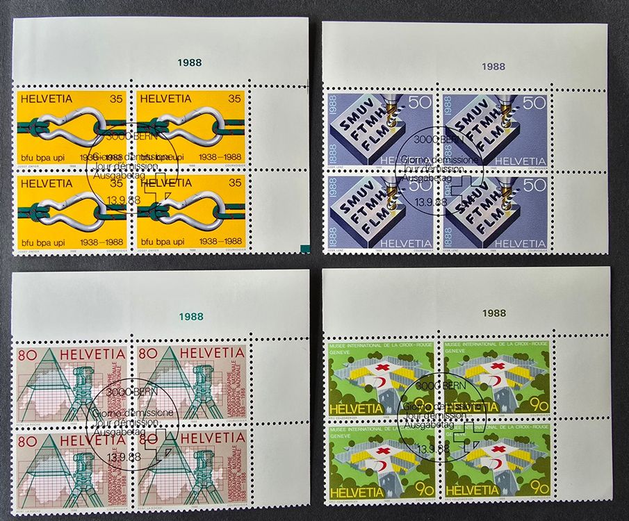 Sonderpostmarken II /ET (1988) Viererblöcke mit Tab (Neu (gemäss Beschreibung)) in Hittnau für ...
