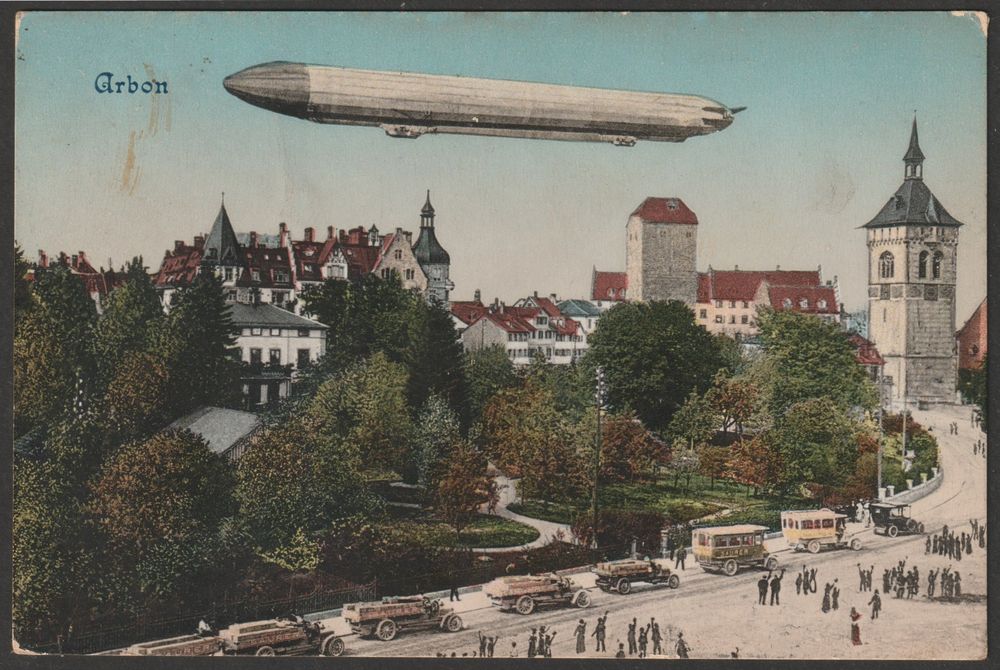 TG: AK Zeppelin über ARBON, ab Arbon, 22.X.13 (Gebraucht) in Basel für ...