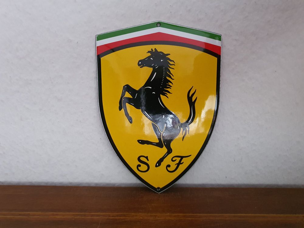 Emailschild Ferrari Wappen Logo Italy Emaille Schild Reklame (Neu ...
