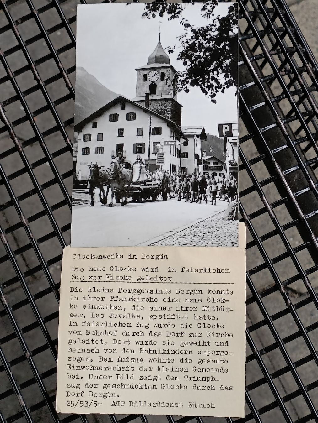 Altes Presse Photo / Glockenweihe in Bergün - Ausgabe 1953 (Gebraucht ...