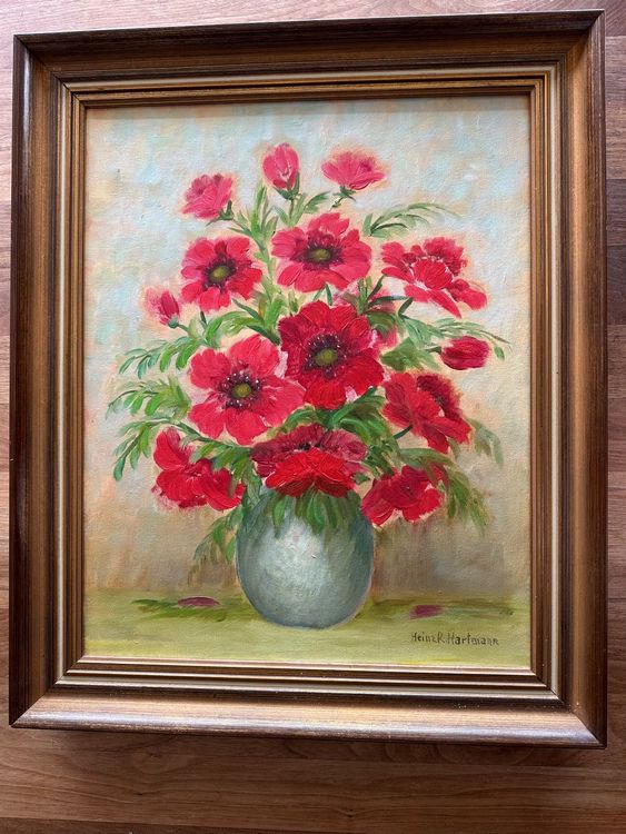 Blumenstillleben Gemälde, Heinz R.Hartmann, gerahmt, Vintage (Gebraucht) in Wangen ZH für CHF 69 ...