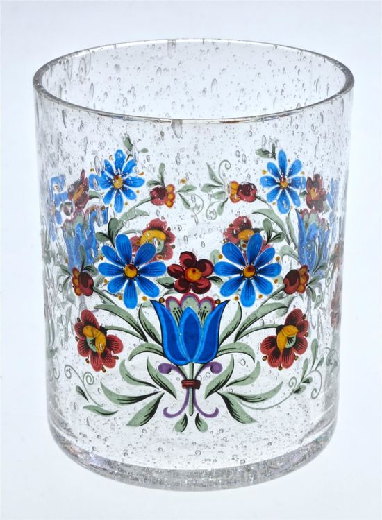 reich mit Blumenmotiv bemaltes Wasserglas (Gebraucht) in Langenthal für ...