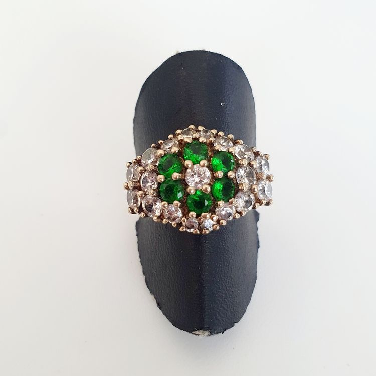 Silber Ring 922 er mit grünen und weissen Steinen, Gr 17,2 (Gebraucht ...