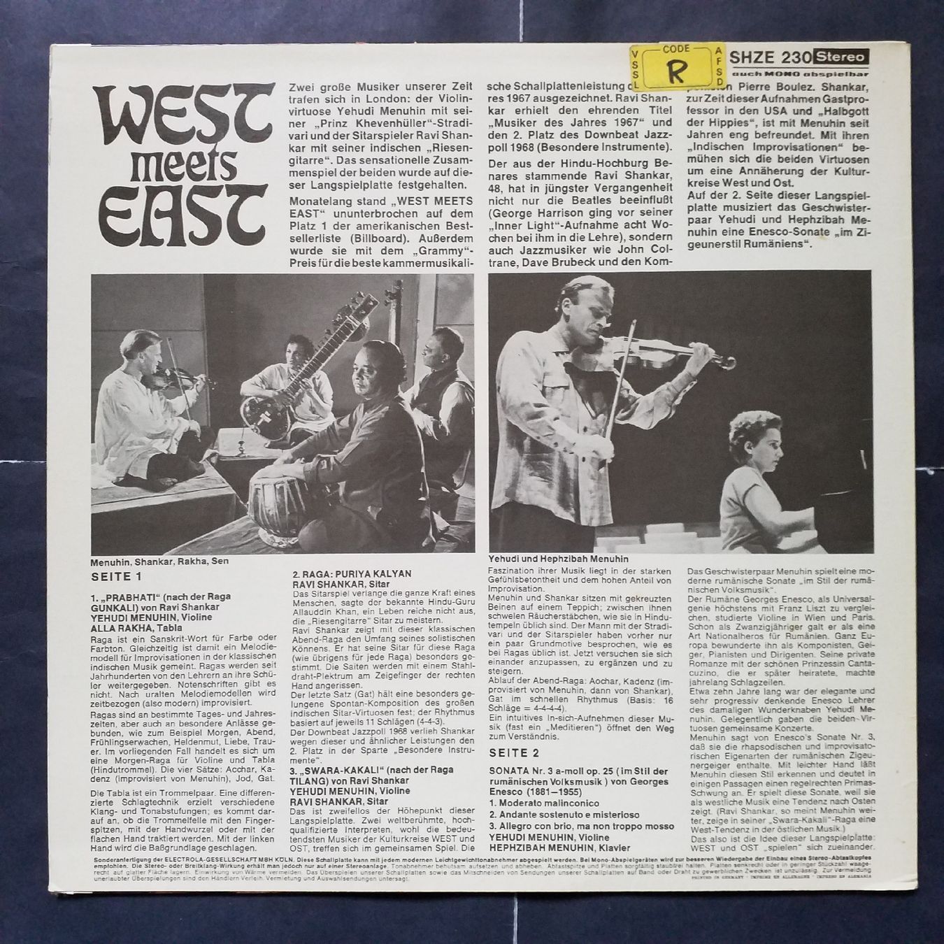 MENUHIN - SHANKAR, west meets east - early 70's RE - NEW - (Neu (gemäss ...