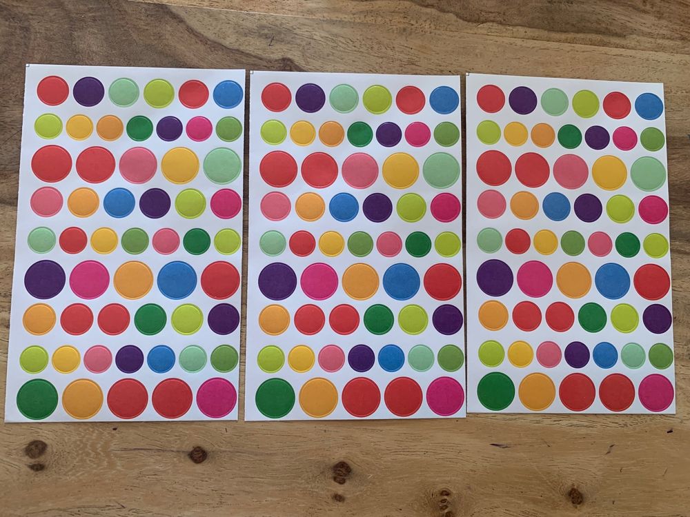3 Blatt Sticker / Aufkleber: Bunte Kreise / Punkte | Kaufen auf Ricardo