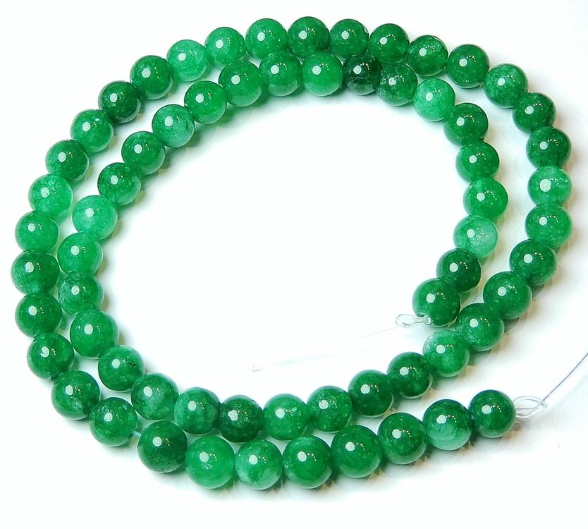 1 Strang echte grüne Nephrit Jade Perlen 6 mm | Kaufen auf Ricardo