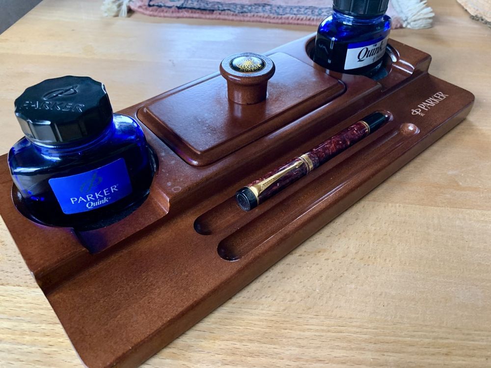 Parker Desk-Set und Füllfeder Duofold Marble Red or Maroon (Gebraucht ...