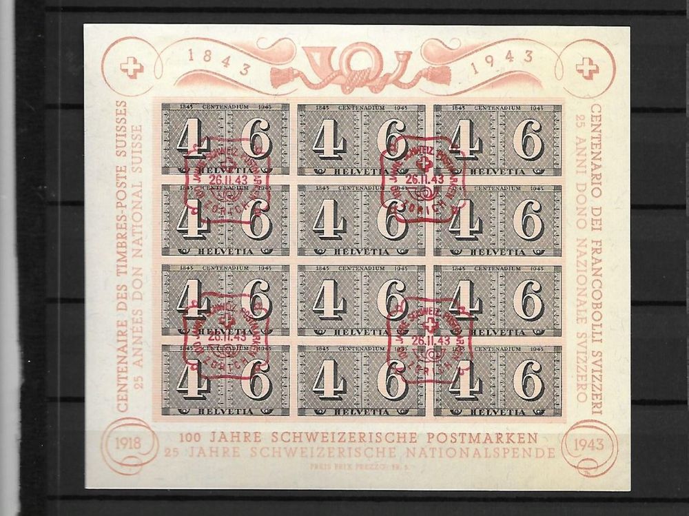 Block 1943 Ersttagsgest. Kat: CHF 80.- | Kaufen auf Ricardo