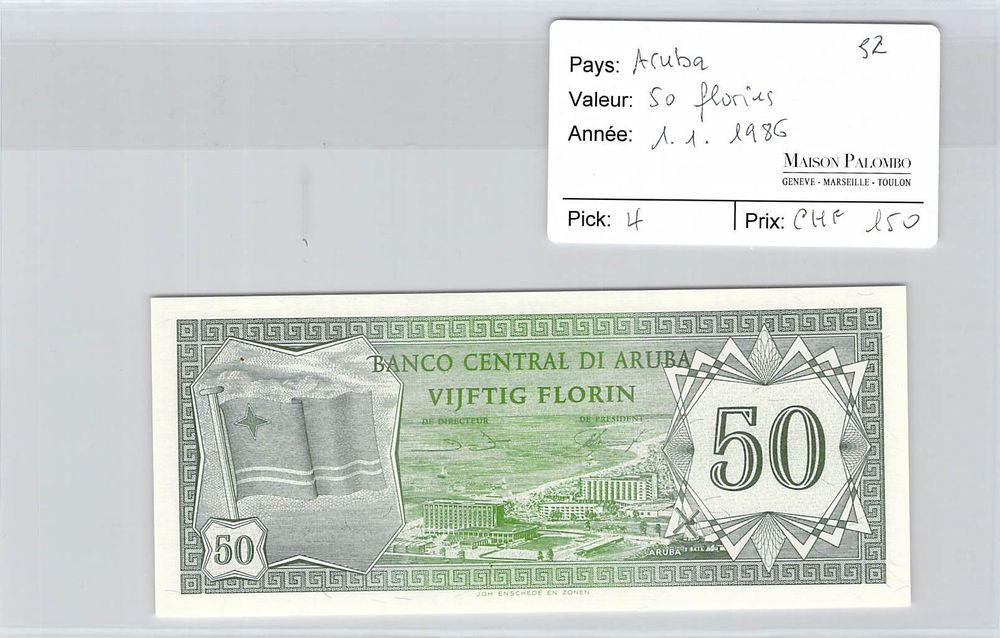 Billet Aruba - 50 Florins - 1.1.1986 - Pick4 (Gebraucht) in Genève für ...