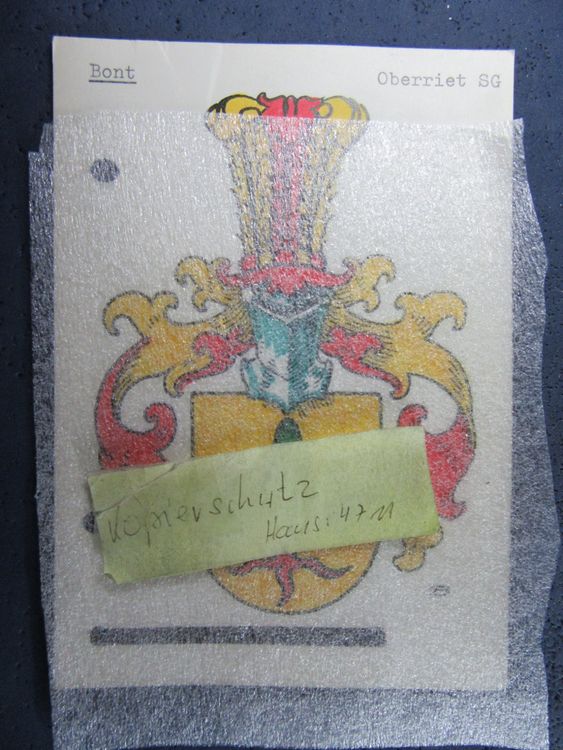 BONT OBERRIET SG FAMILIENWAPPEN KARTE ALT HANDBEMALT (Gebraucht) in Ettingen für CHF 25 – mit ...