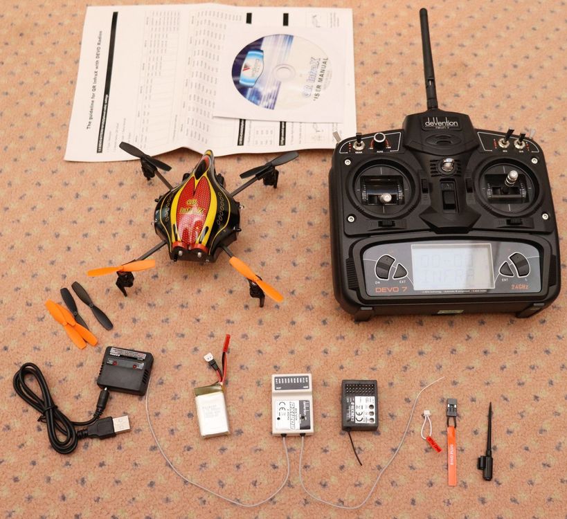 DEVO 7 Sender + 2 Empfänger + Walkera Infra Quadrokopter RTF (Gebraucht ...