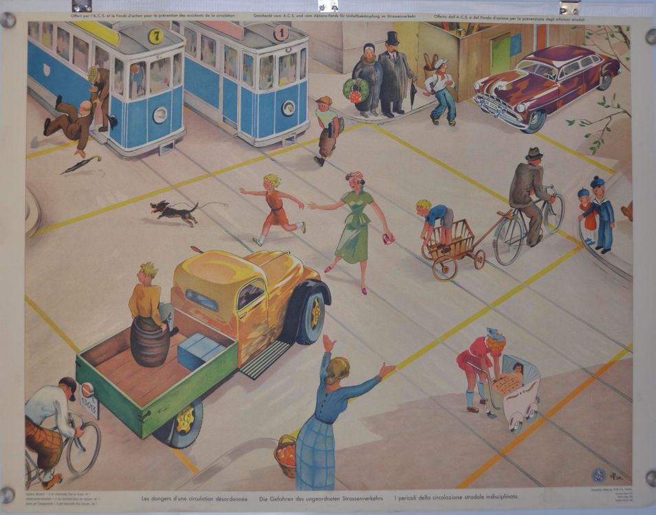 Schulwandbild Gefahren ungeordneter Strassenverkehr ACS 1952 | Kaufen ... Schulwandbild Gefahren ungeordneter Strassenverkehr ACS 1952 | Kaufen ...