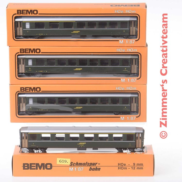 4 BEMO RhB Personenwagen, grün, OVP, H0m (Neu (gemäss Beschreibung)) in Bubendorf für CHF 99.95 ...