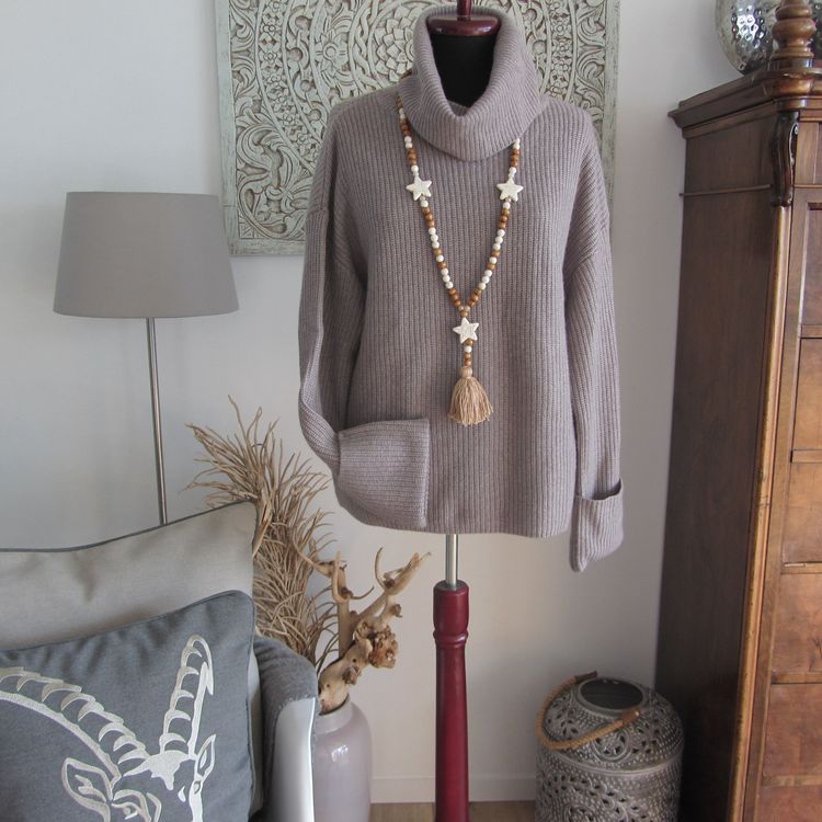 Edel Pullover Rollkragen taupe Cashmere + Wolle XL 42 | Kaufen auf Ricardo