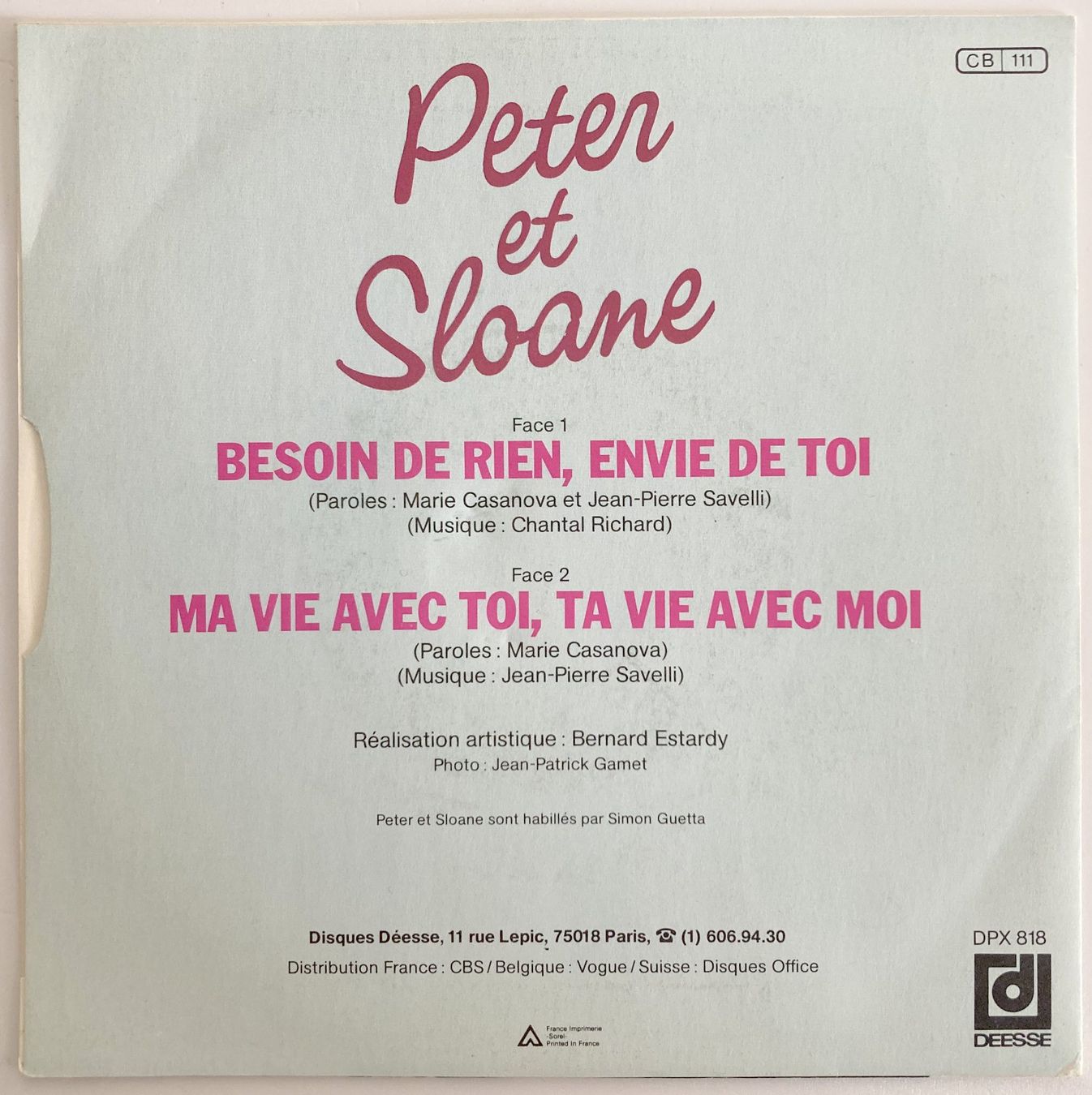 PETER ET SLOANE - BESOIN DE RIEN, ENVIE DE TOI (Gebraucht) in Bottens ...