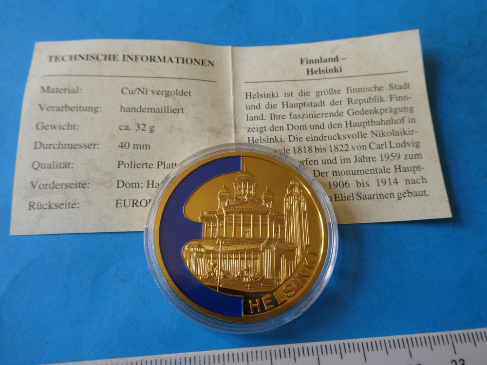 Europa 1999 vergoldete Medaille 40 mm PP, Helsinki (Neu (gemäss Beschreibung)) in für CHF 1 ...