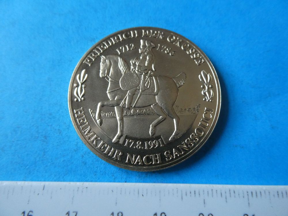 Preussen 1991, vergoldete Medaille 40 mm - Friedrich der Gro (Neu (gemäss Beschreibung)) in ...