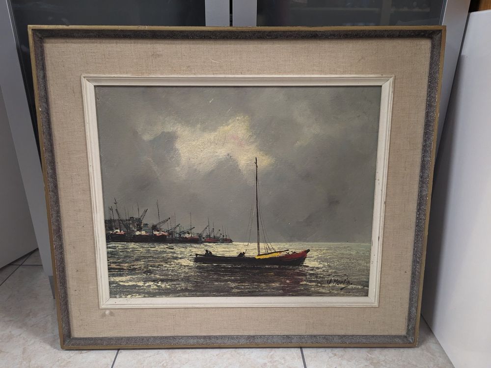 Gemälde mit Rahmen "Boot im Meer" (Gebraucht) in Oberglatt ZH für CHF 10 – nur Abholung auf ...