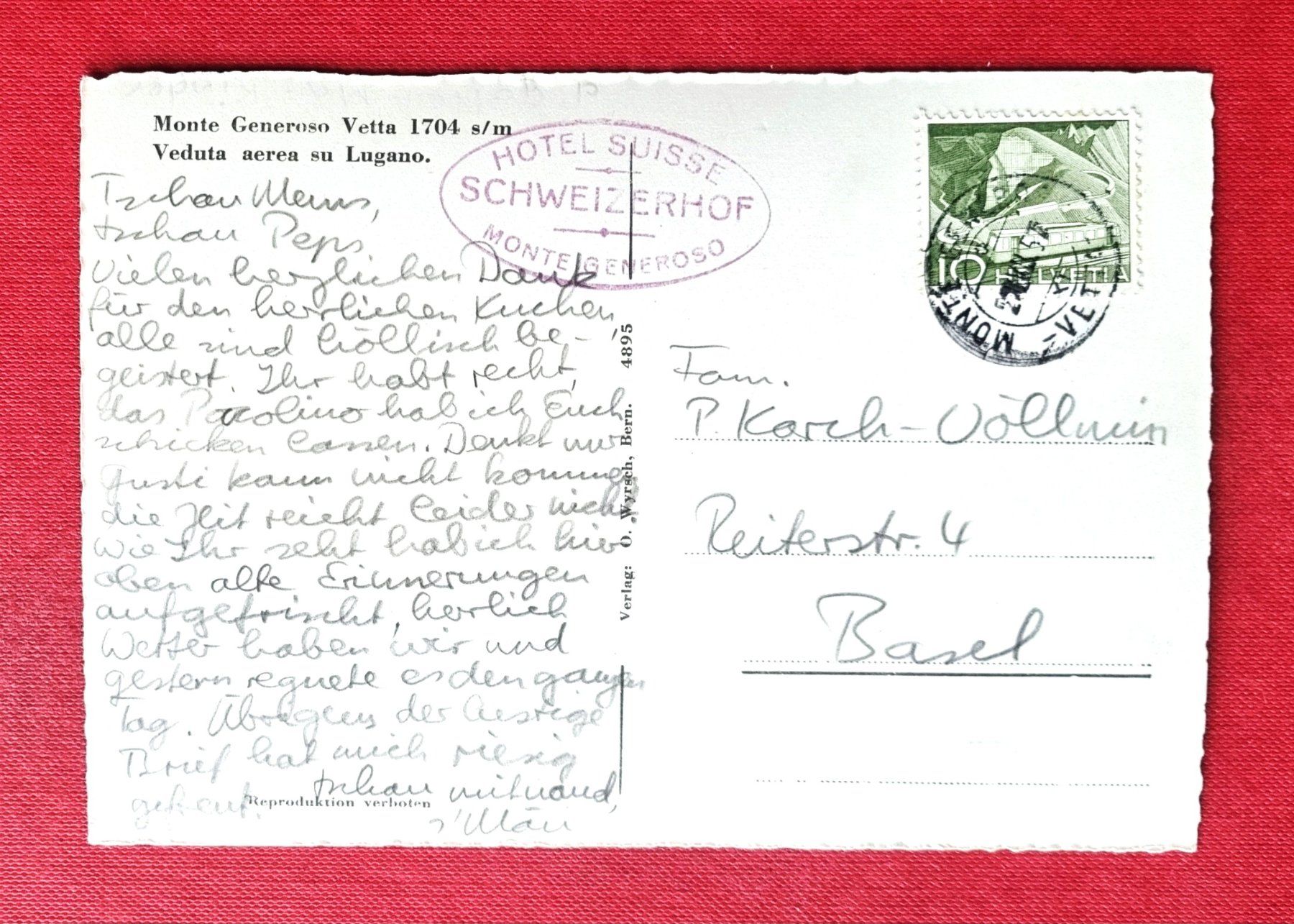 Lugano - Monte Generoso Vetta - Hotel - Zahnradbahn - 1957 (Gebraucht ...