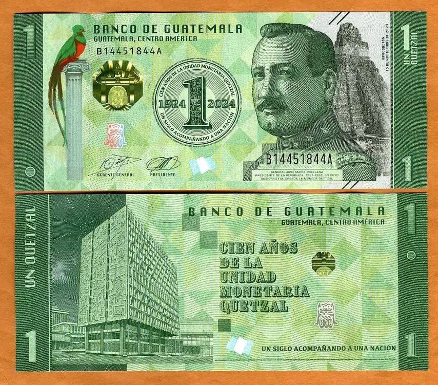 Guatemala 1 Quetzal 2024, 100 Jahre Währungssystem (Neu und ...