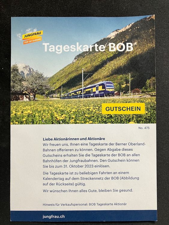 Tageskarte der BOB (Berner Oberland Bahn) | Kaufen auf Ricardo