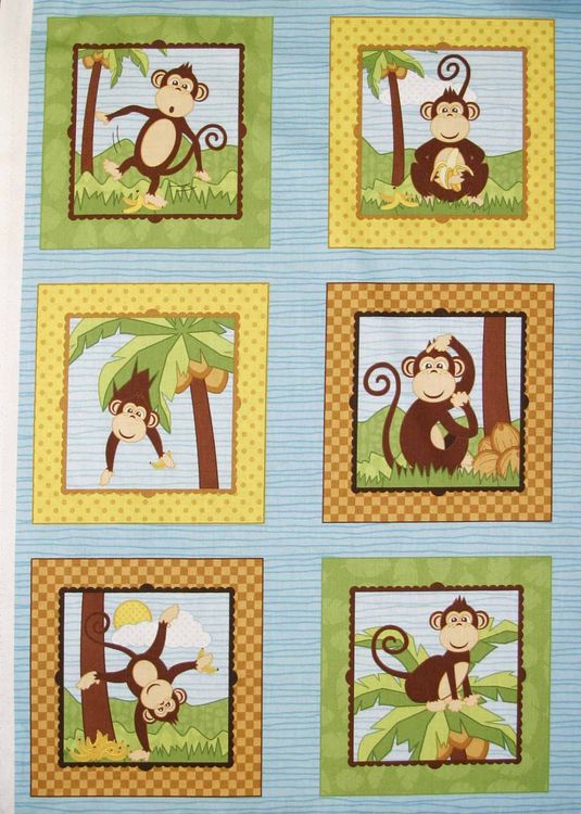 Patchworkstoff Panel mit lustigen Affenbildern (Neu (gemäss Beschreibung)) in Andwil SG für CHF ...