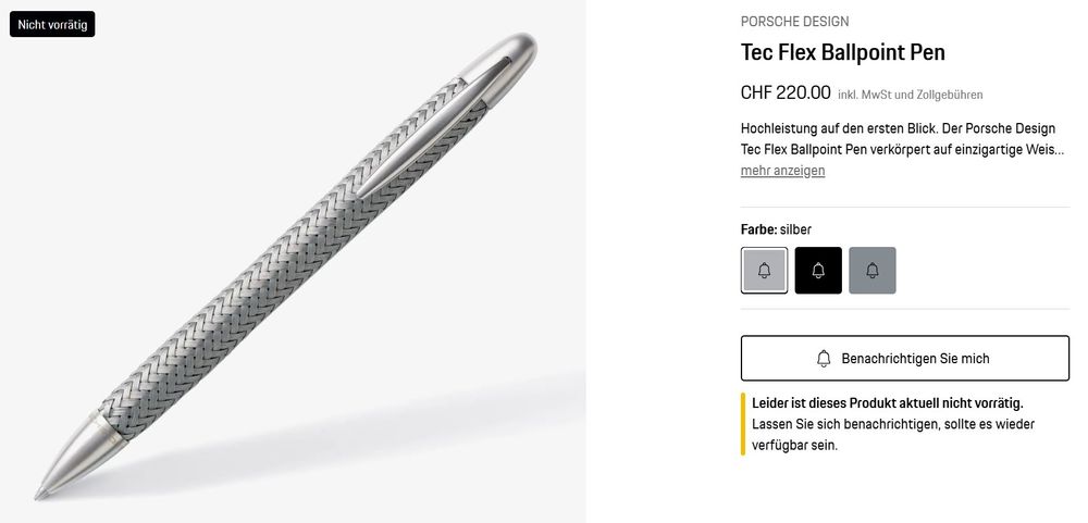 Neupreis: 229.- | Porsche Design Tec Flex P'3110 Stift (Neu (gemäss ...