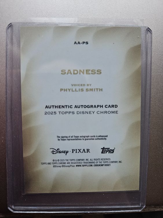 Topps Disney Chrome "SADNESS" ( Phyllis Smith Voice ) (Neu und ...