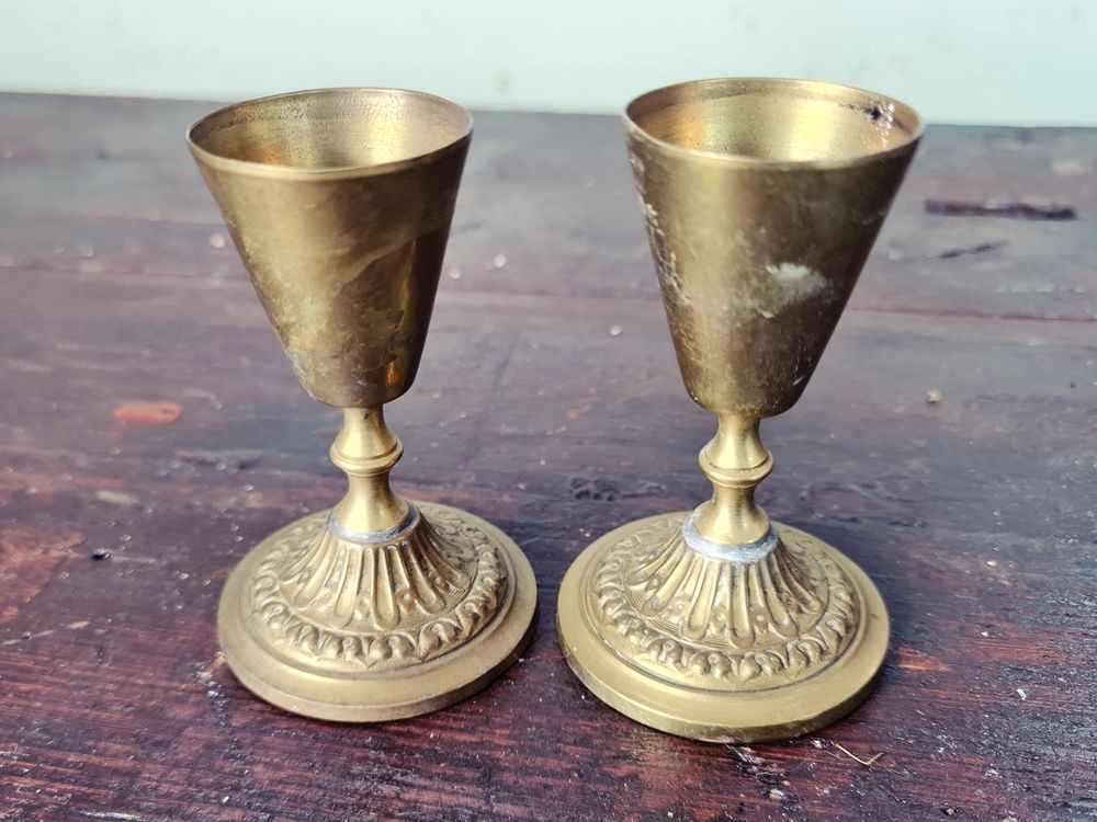 Zwei Messing-Kerzenhalter Jugendstil Ständer Leuchter (Gebraucht) in Obfelden für CHF 22 – mit ...