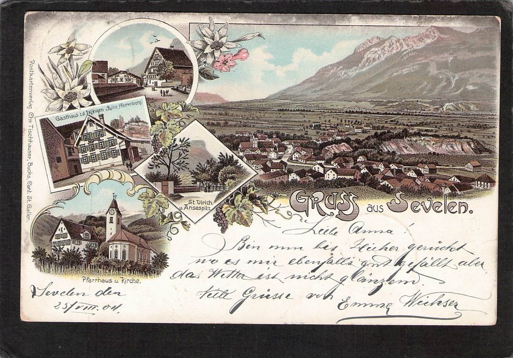 Lithographie : Gruss aus Sevelen SG , gel. 1904 , Selten ! (Gebraucht) in Reichenburg für CHF 44 ...