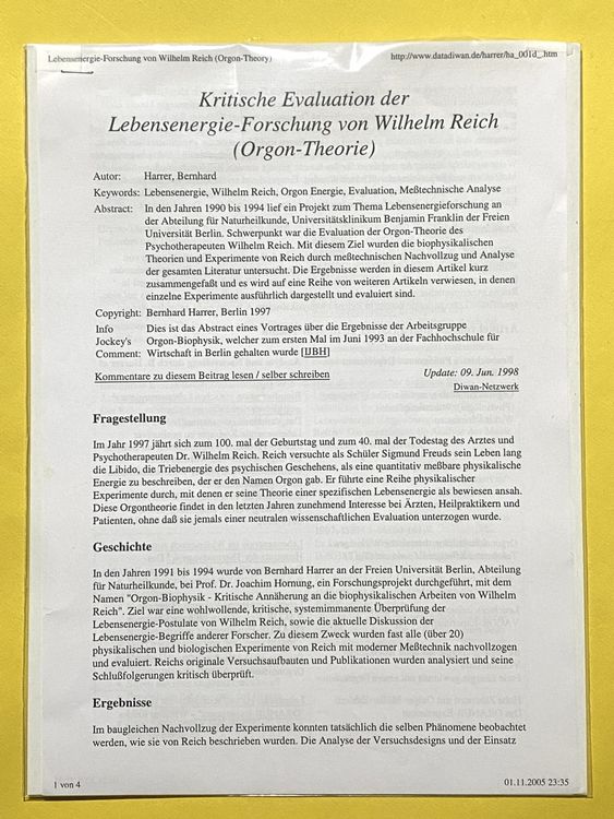 Wilhelm Reich vs. USA: Orgon - Akkumulator Baupläne!! (Neu (gemäss ...